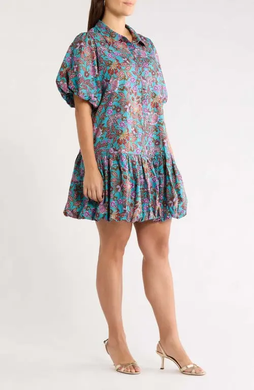 SUGARLIPS Printed Puff Sleeve Shirtdress