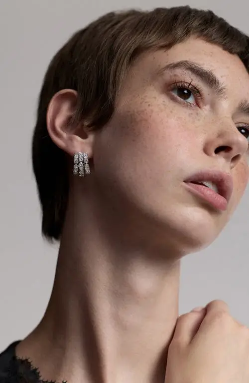 Nadri Twinnie Cubic Zirconia Huggie Hoop Earrings