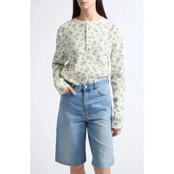 TANNER FLETCHER Danbury Floral Waffle Stitch Henley