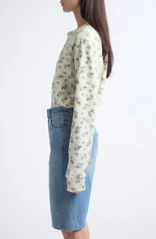 TANNER FLETCHER Danbury Floral Waffle Stitch Henley