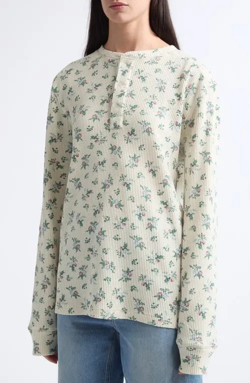TANNER FLETCHER Danbury Floral Waffle Stitch Henley