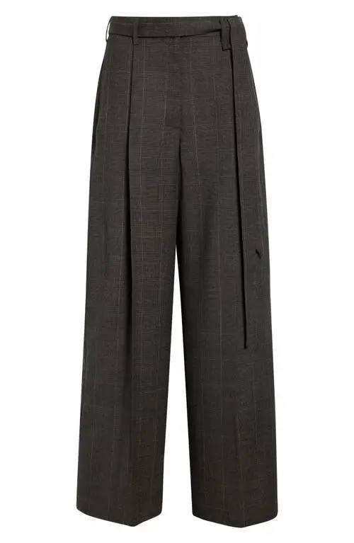 Simone Rocha Pleated Wide Leg Stretch Virgin Wool Sash Trousers