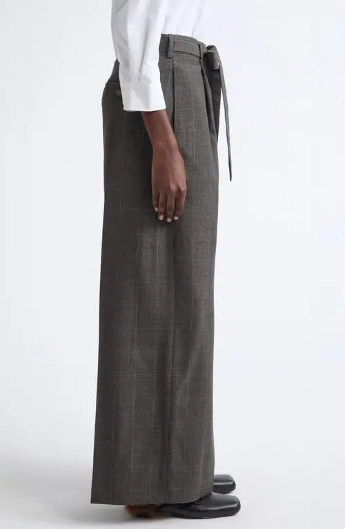 Simone Rocha Pleated Wide Leg Stretch Virgin Wool Sash Trousers - Peat