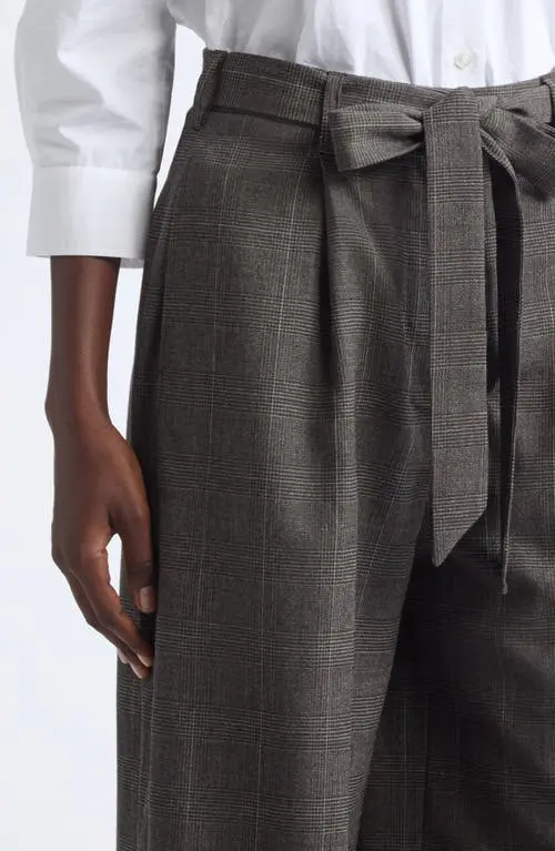 Simone Rocha Pleated Wide Leg Stretch Virgin Wool Sash Trousers - Peat