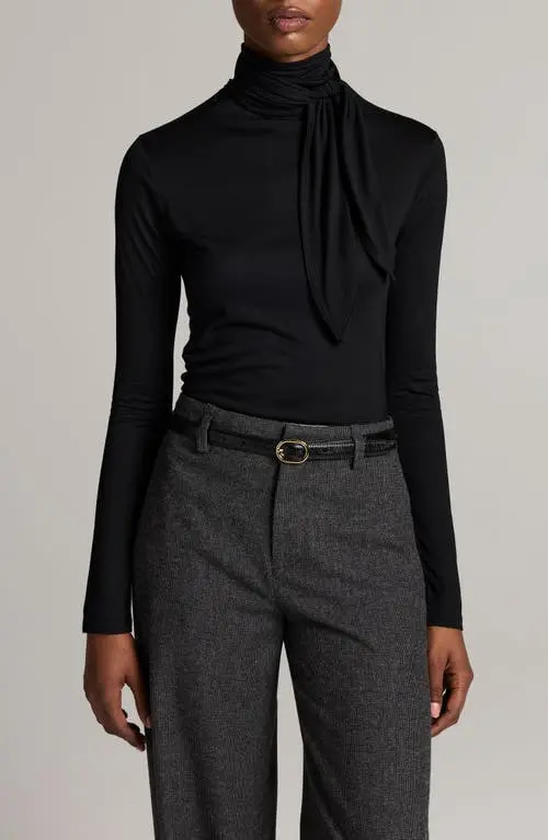 Vince Long Sleeve Mock Neck Top - Black
