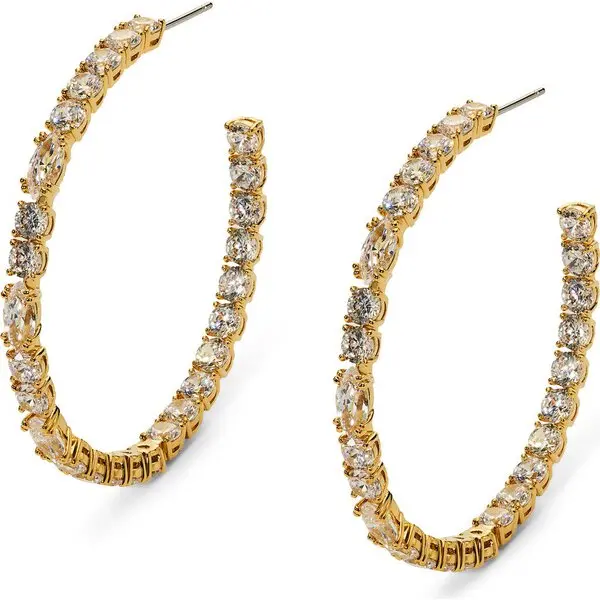 Nadri Twinnie Cubic Zirconia C-hoop Earrings - Gold
