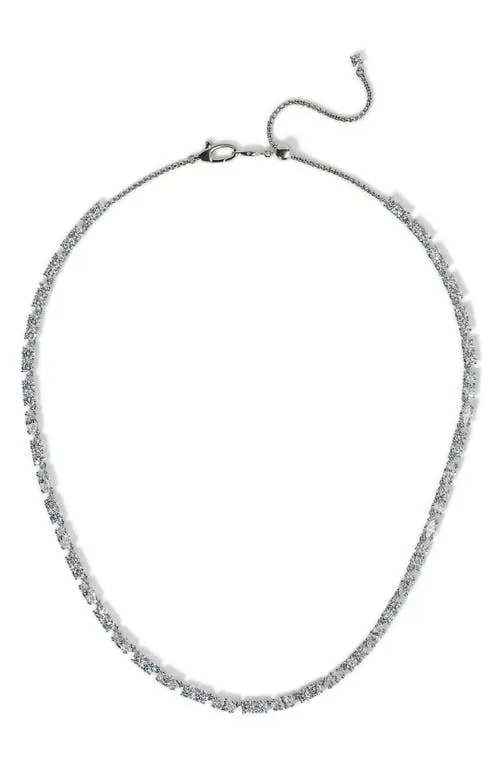 Nadri Twinnie Cubic Zirconia Adjustable Collar Necklace - Rhodium