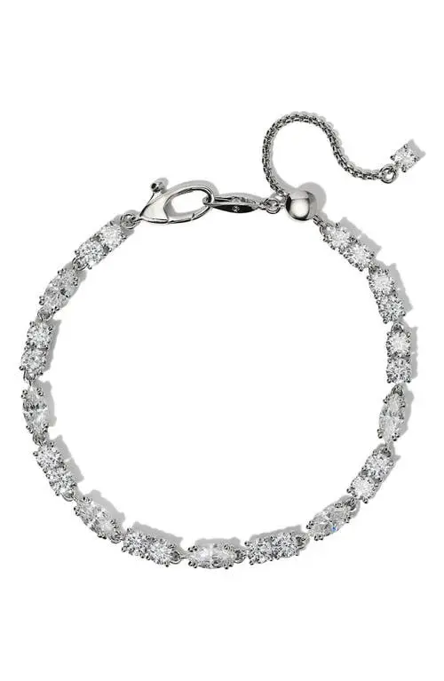 Nadri Twinnie Cubic Zirconia Line Bracelet - Rhodium