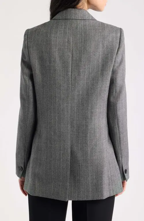 REISS Astrid Pinstripe Herringbone Double Breasted Wool Blazer