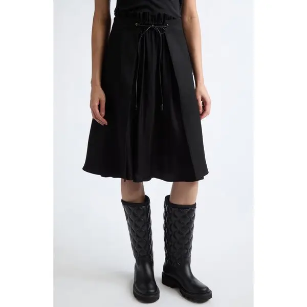Moncler Wool Gabardine Midi Skirt - Black