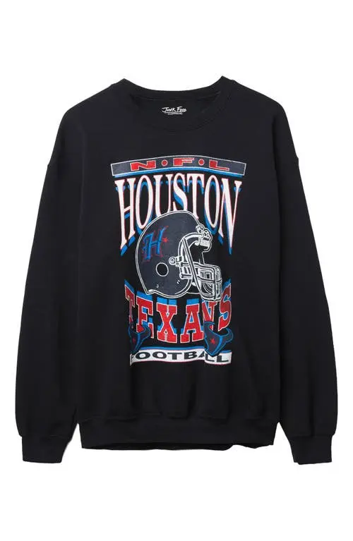 Junk Food Texans Helmet Crewneck Cotton Blend Sweatshirt - Black