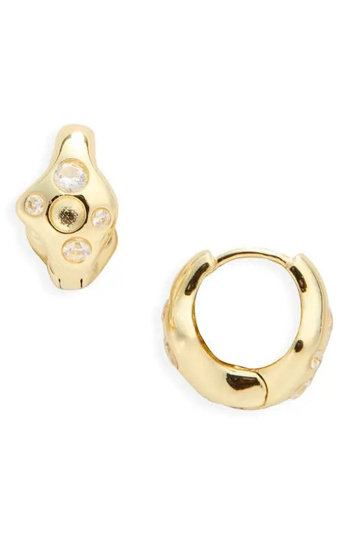 Collina Strada Mini Bat Huggie Hoop Earrings - Gold Clear