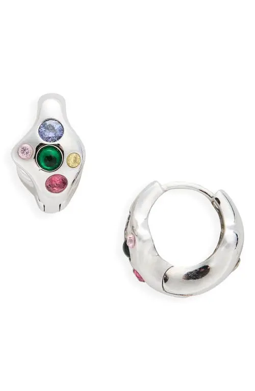 Collina Strada Mini Bat Huggie Hoop Earrings - Silver Multi