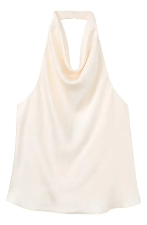 Mango Satin Cowl Halter Top - Ecru
