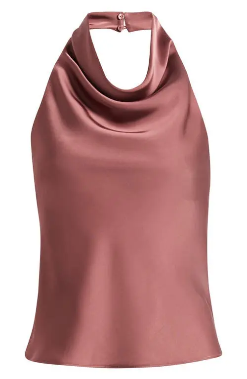 Mango Fogline Satin Open Back Halter Top - Plum
