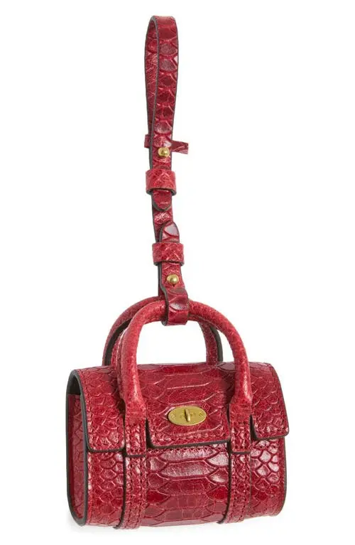 Mulberry Mini Bayswater Snakeskin Embossed Leather Bag Charm