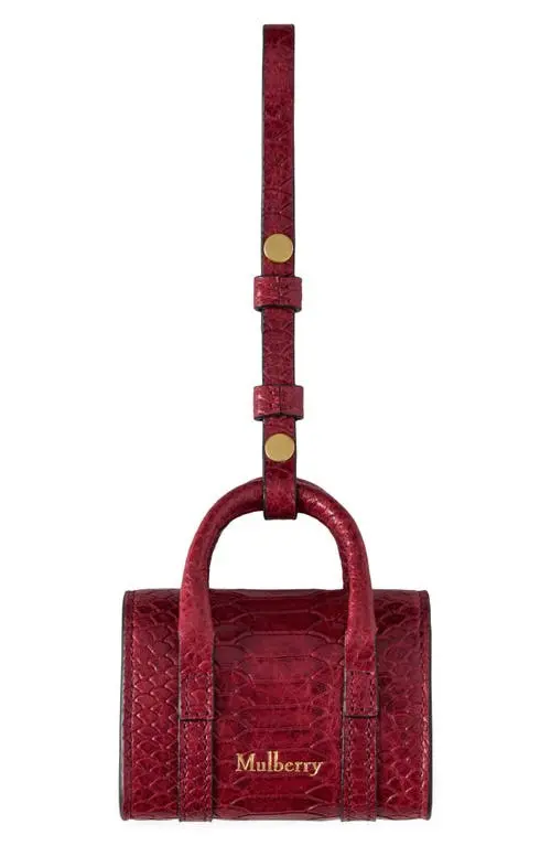 Mulberry Mini Bayswater Snakeskin Embossed Leather Bag Charm