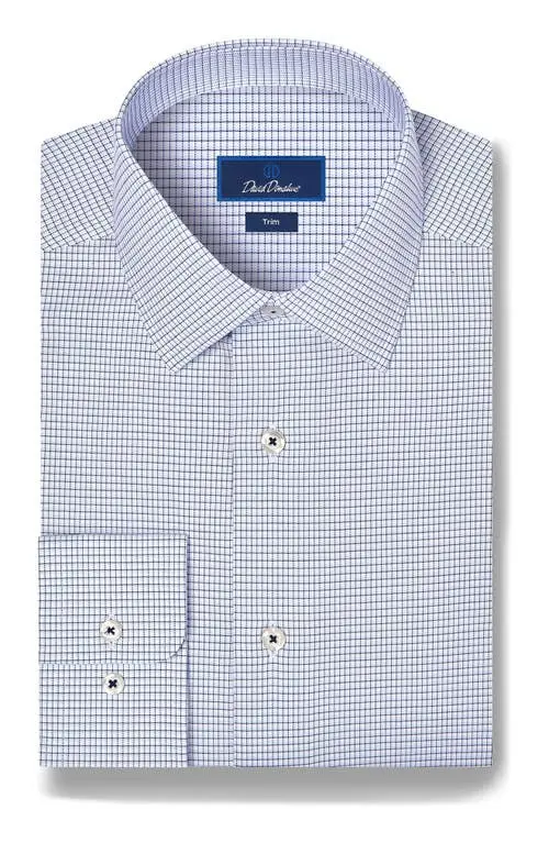 David Donahue Trim Fit Microcheck Stretch Twill Dress Shirt