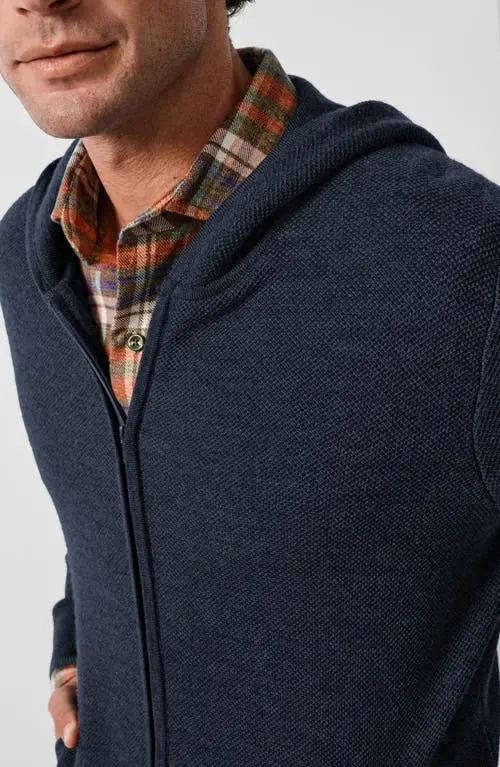 David Donahue Full Zip Merino Wool Hoodie - Navy