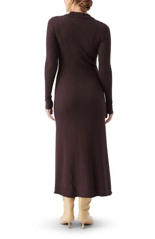 RIPE MATERNITY Hollie Polo Rib Knit Maternity/nursing Dress - Midnight