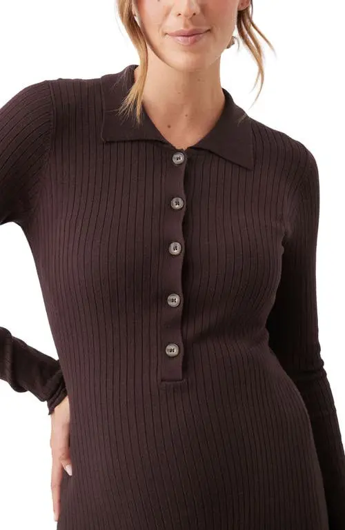 RIPE MATERNITY Hollie Polo Rib Knit Maternity/nursing Dress - Midnight