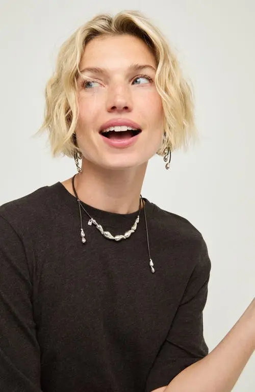 UNODE50 Leather Necklace With -tone Drop Details