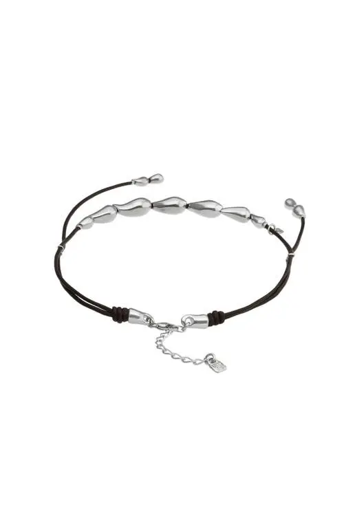 UNODE50 Leather Necklace With -tone Drop Details