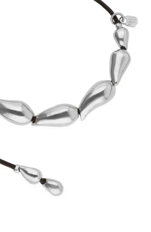 UNODE50 Leather Necklace With -tone Drop Details