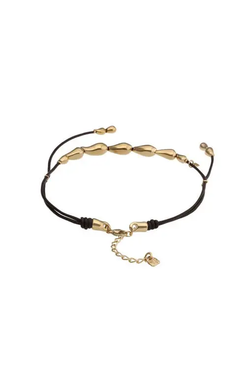 UNODE50 Leather Necklace With -tone Drop Details