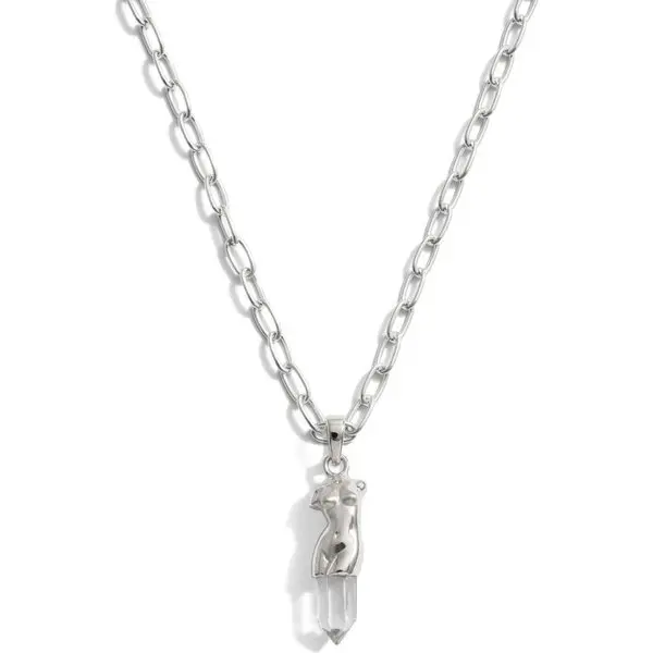AWE INSPIRED Classical Bust Crystal Pendant Necklace - Metallic Silver