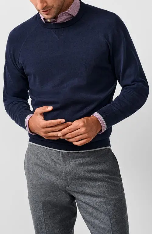 David Donahue Cotton Blend Crewneck Sweater - Midnight