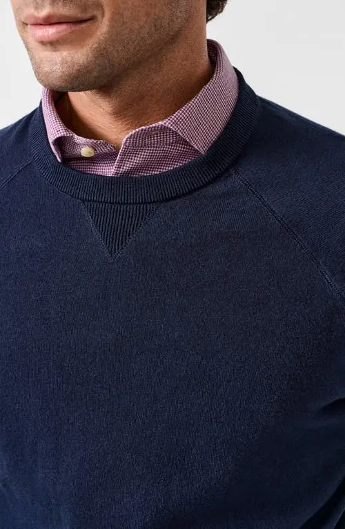 David Donahue Cotton Blend Crewneck Sweater - Midnight
