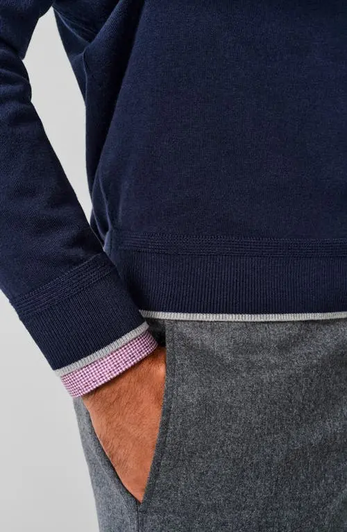 David Donahue Cotton Blend Crewneck Sweater - Midnight