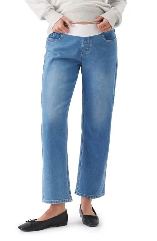 RIPE MATERNITY Teddy Straight Leg Maternity Jeans - Classic Blue