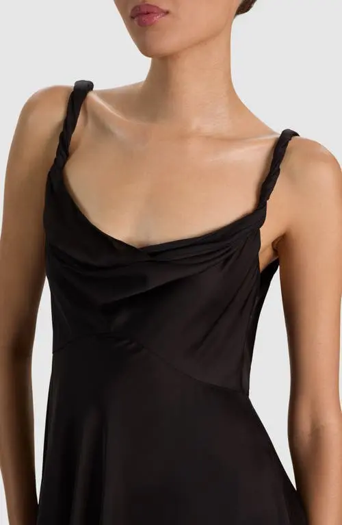 Alice + Olivia Monique Cowl Neck Twist Strap Satin Minidress