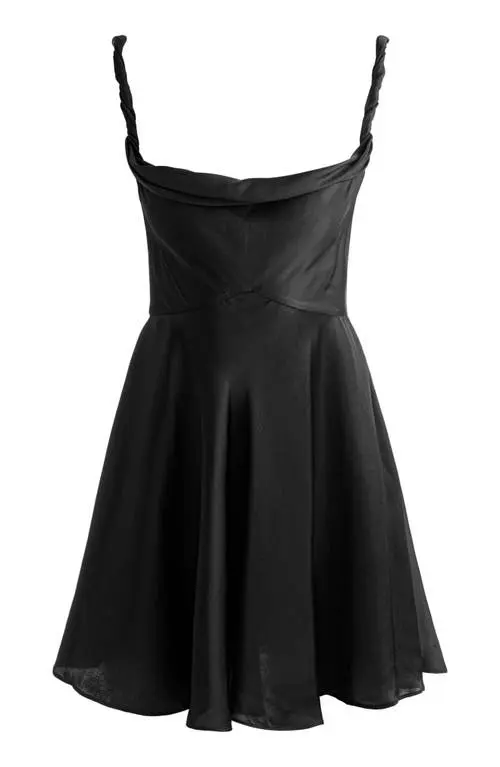 Alice + Olivia Monique Cowl Neck Twist Strap Satin Minidress
