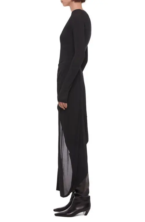 Helmut Lang Drape Long Sleeve Maxi Dress