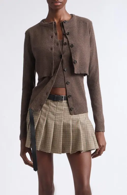 Monse Layered Cashmere Cardigan Set - Brown
