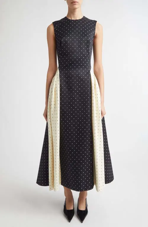 Lela Rose Polka Dot Jacquard Midi Dress - Black