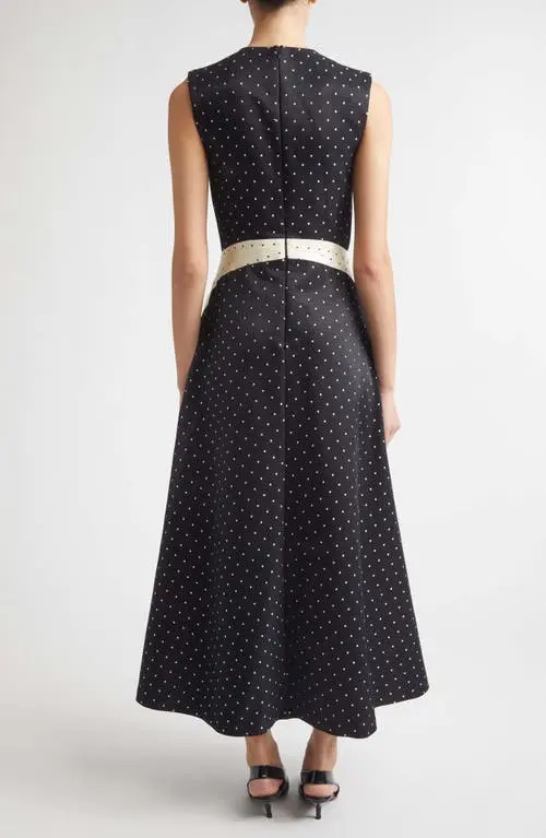 Lela Rose Polka Dot Jacquard Midi Dress