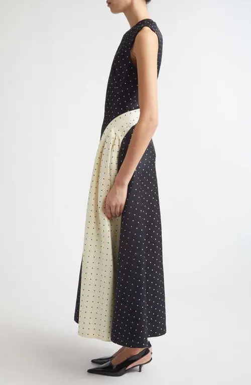Lela Rose Polka Dot Jacquard Midi Dress