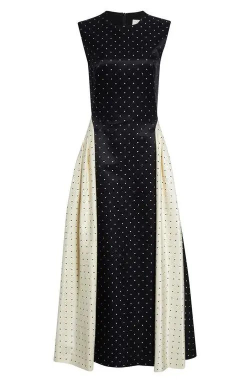 Lela Rose Polka Dot Jacquard Midi Dress