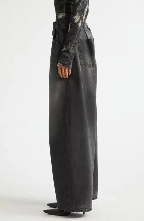 R13 Pleated Waistband Wide Leg Jeans
