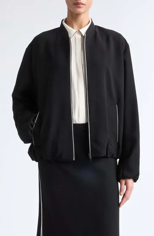 Lafayette 148 New York Contrast Piping Bomber Jacket