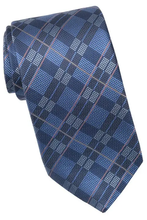 ELIZABETTA Moscatoextra Long Silk Jacquard Tie For - Dark Blue