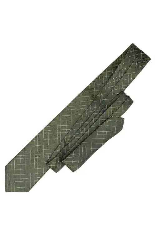 ELIZABETTA Morandiextra Long Silk Jacquard Tie For - Green
