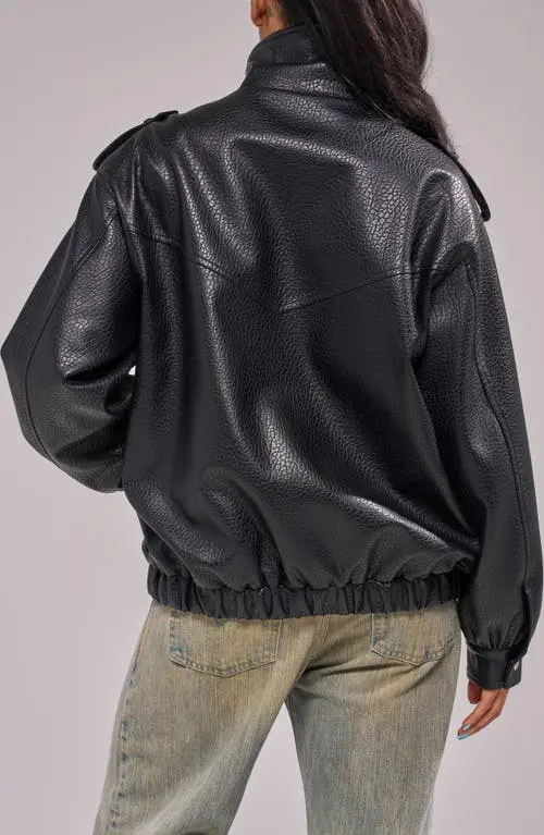 AZALEA WANG Verlander Faux Leather Bomber Jacket