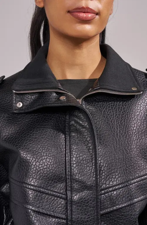 AZALEA WANG Verlander Faux Leather Bomber Jacket