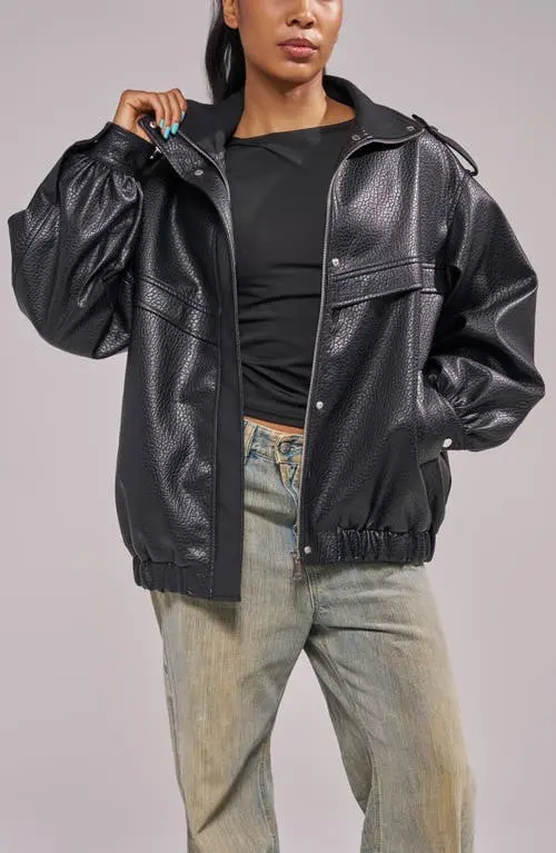 AZALEA WANG Verlander Faux Leather Bomber Jacket