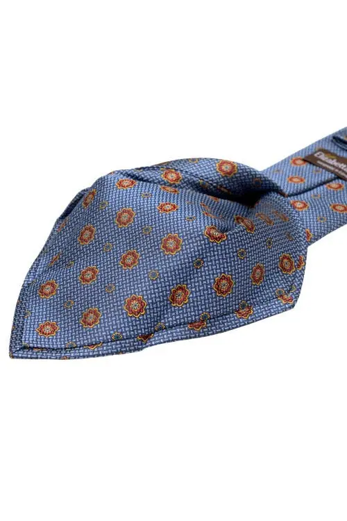 ELIZABETTA Silk Jacquard Floral Medallion Neck Tie - Umbria Blue